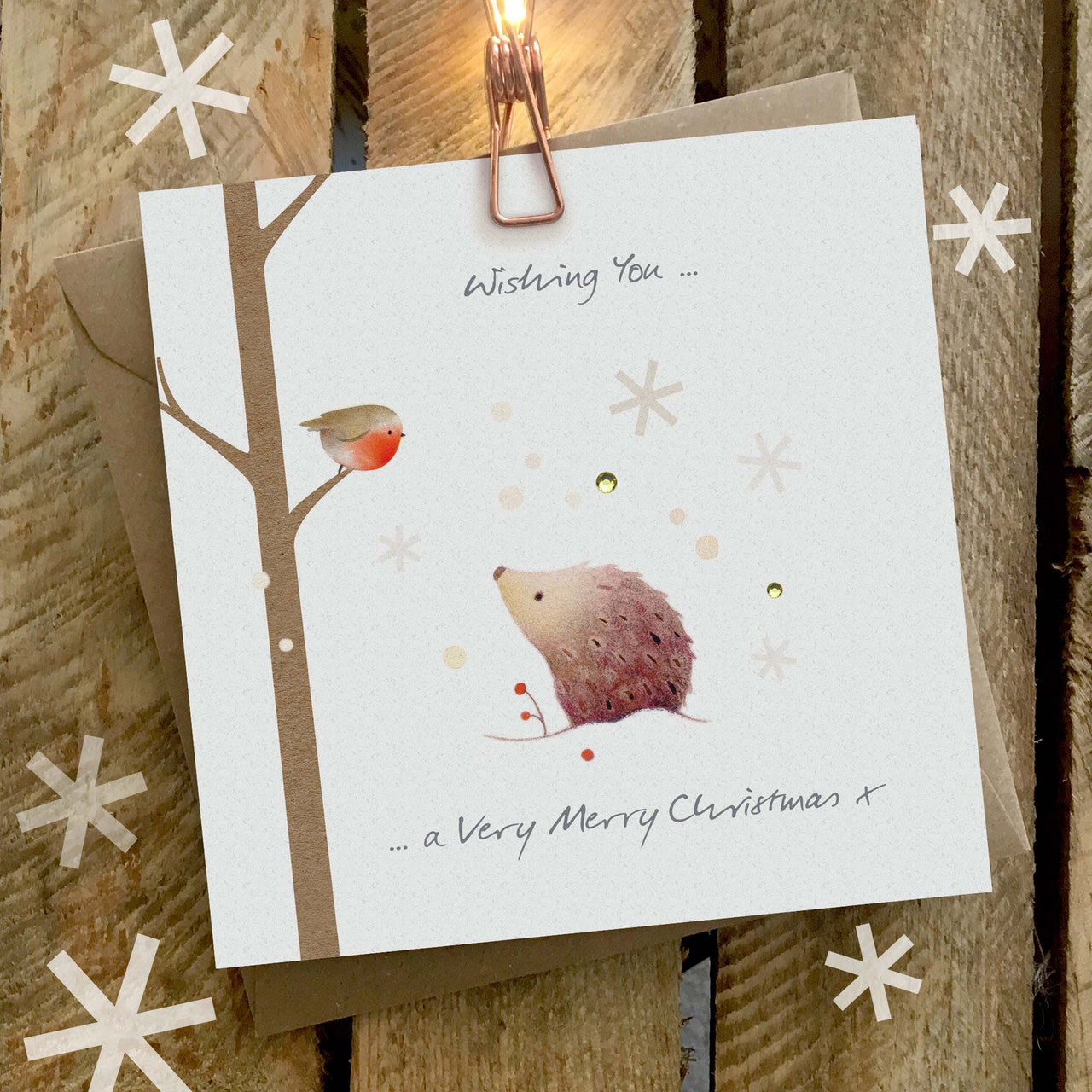 Ginger Betty Christmas card HEDGEHOG ROBIN – Mulberries & Co